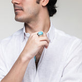 The Larimar Shop | Larimar Mens Ring Pablo | Dominican Stone Jewelry