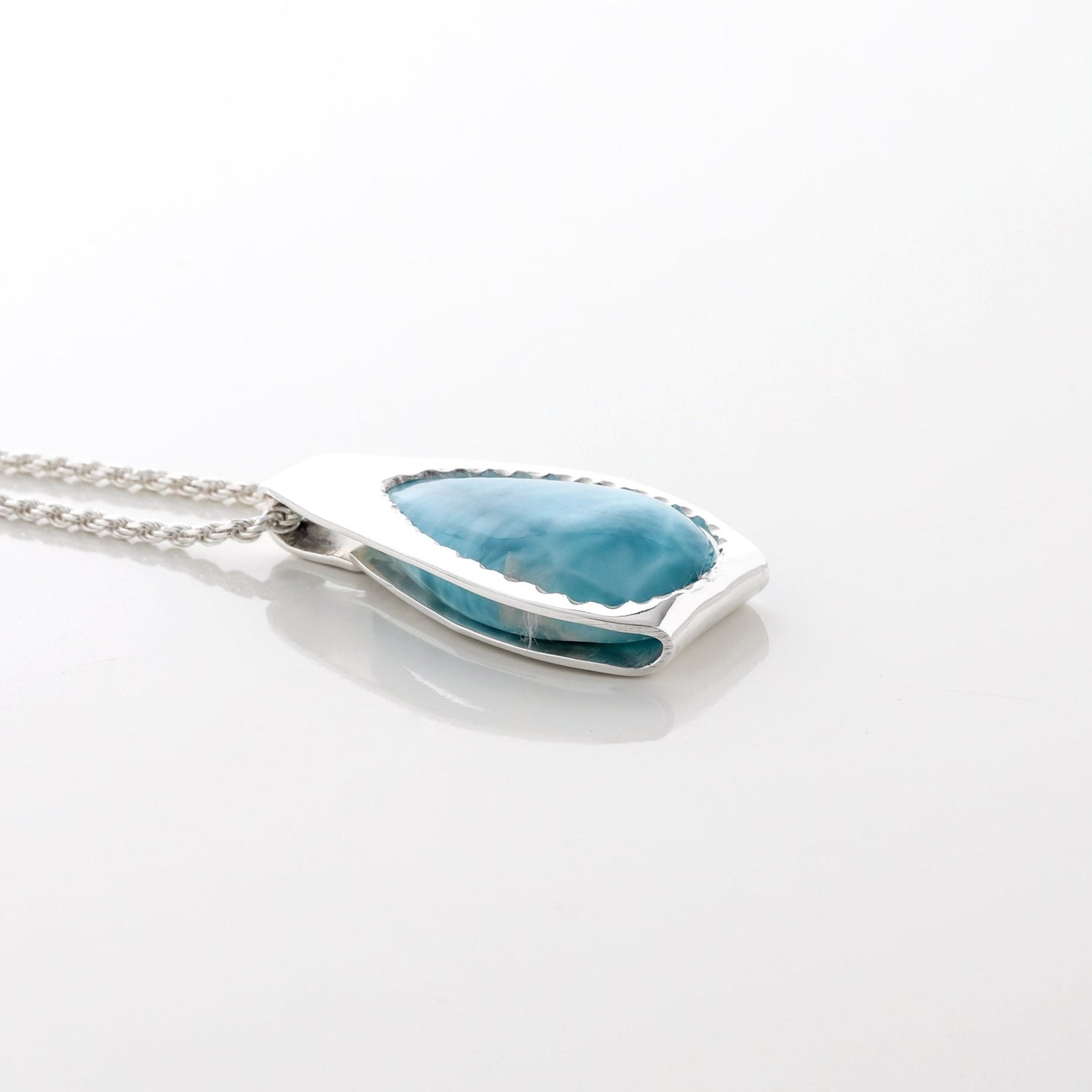 Blue Larimar Pond Plume Pendant | The Larimar Shop®